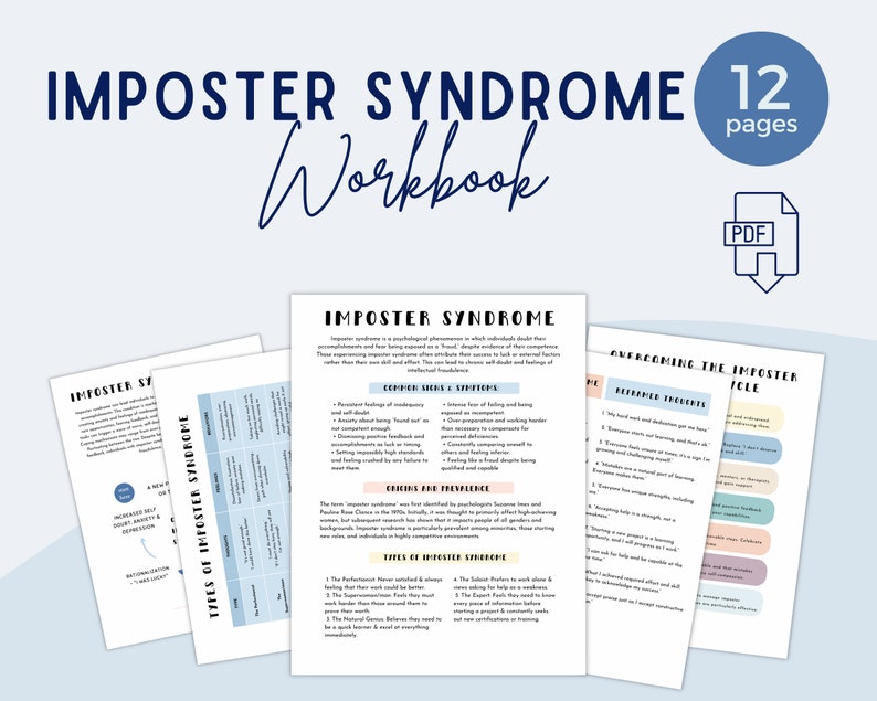 Imposter Syndrome Workbook – 12 Printable Therapy Worksheets for ...