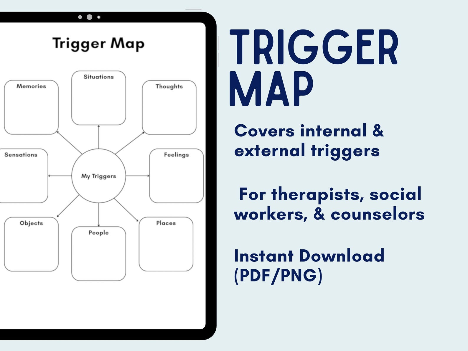Trigger Map Worksheet: Mental Health Tool for Therapists (PDF & PNG ...