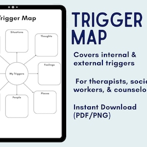 Trigger Map Worksheet: Mental Health Tool for Therapists (PDF & PNG ...