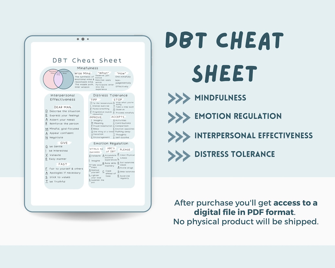 DBT Skills Cheat Sheet Quick Reference Guide - Printable PDF ...