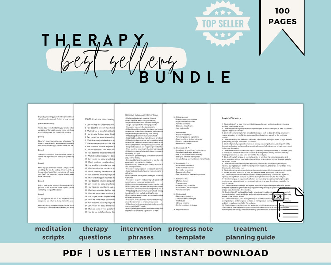 Therapy Notes Bundle: Progress Notes, SMART Goals, Interventions ...