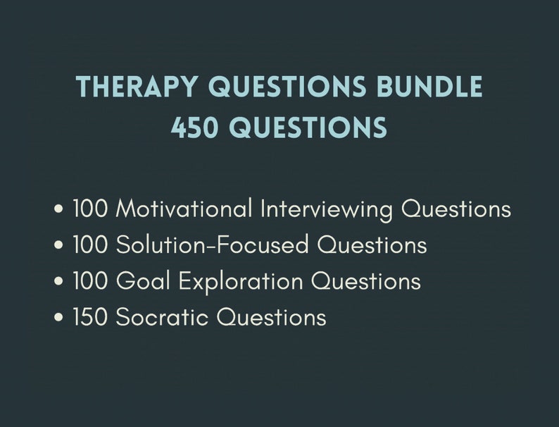 Therapy Questions Bundle - Motivational Interviewing, Solution Focused ...