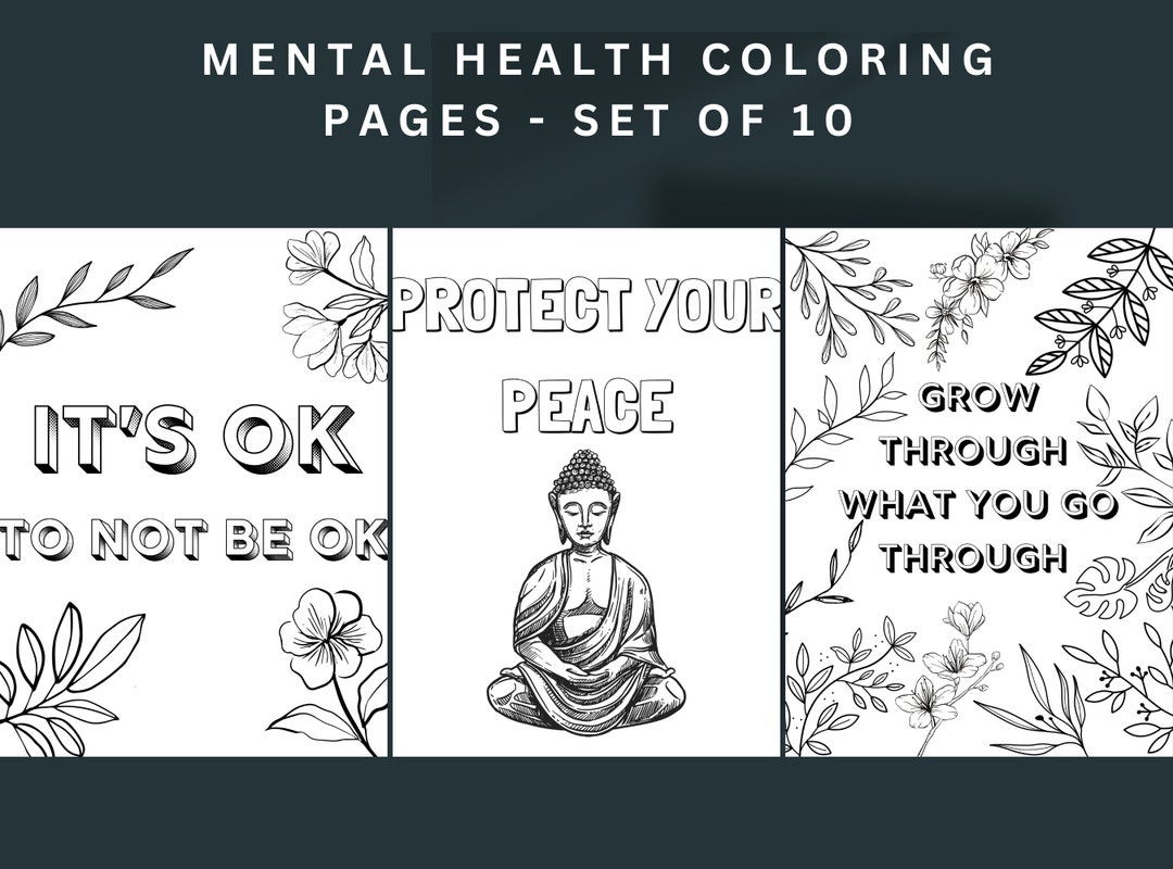 Mental Health Coloring Pages - Self Care, Mindfulness, Therapy, Stress ...