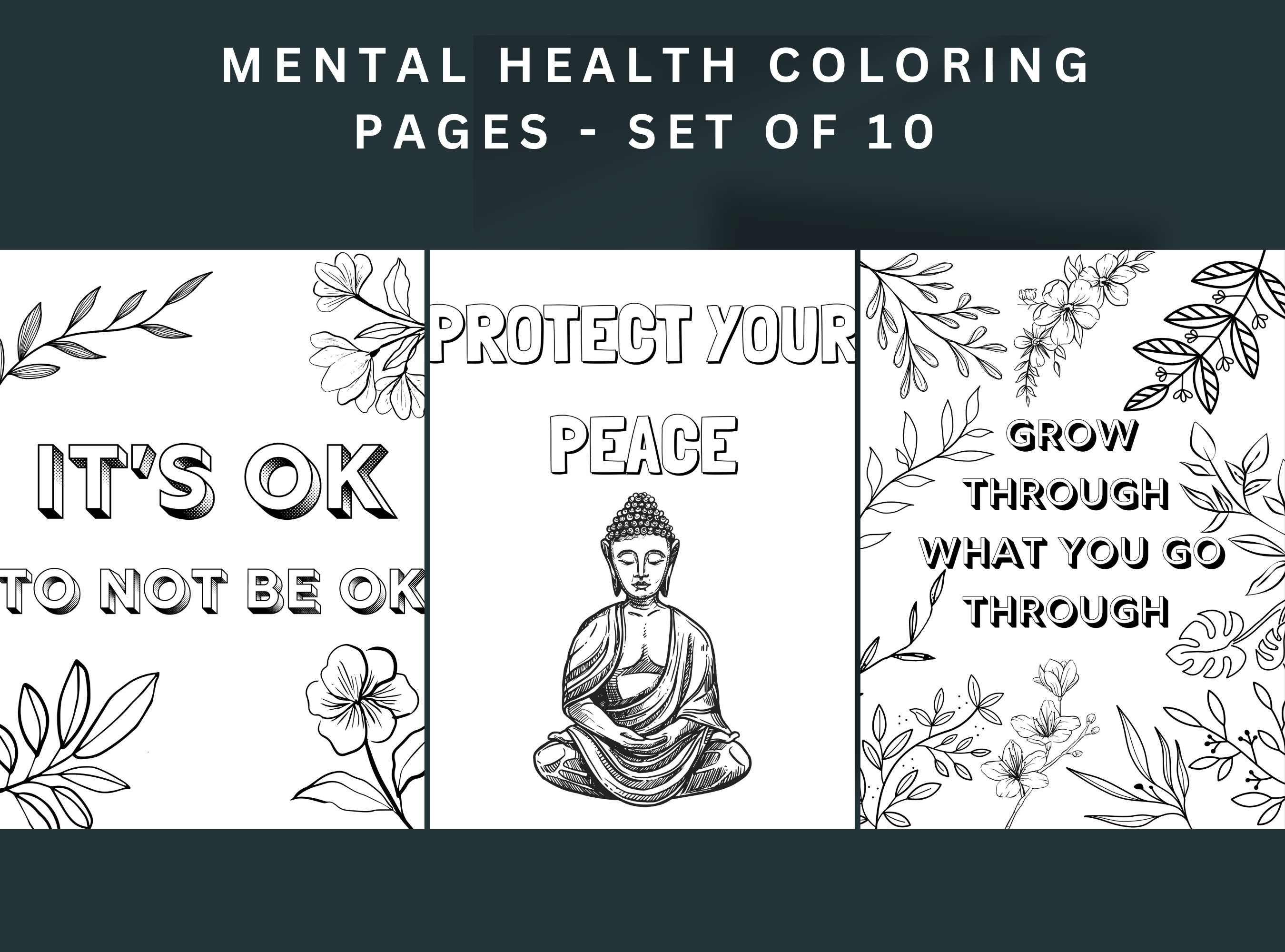 Mental Health Coloring Pages - Self Care, Mindfulness, Therapy, Stress ...
