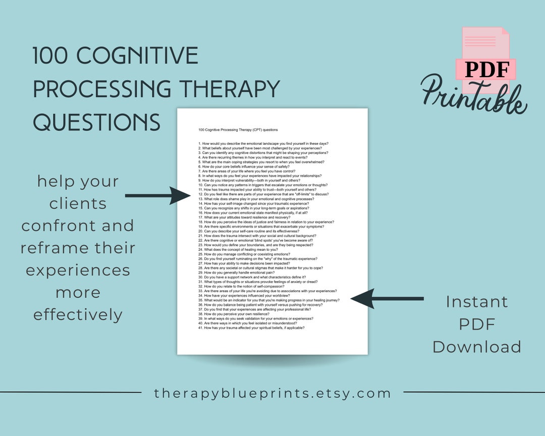 Cognitive Processing Therapy Questions for Therapists & Counselors ...