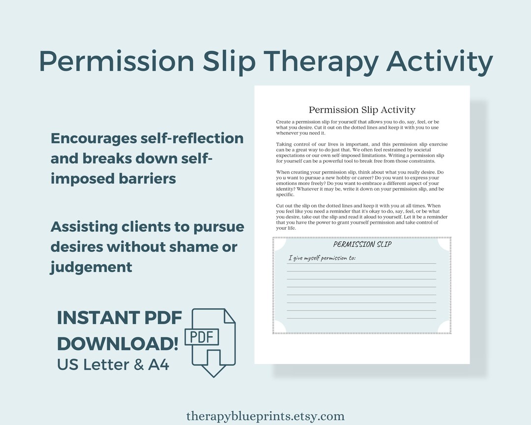 Therapy Permission Slip Activity: Mental Health Printable (PDF) - Etsy