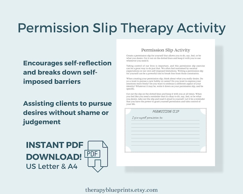 Therapy Permission Slip Activity: Mental Health Printable (PDF) - Etsy