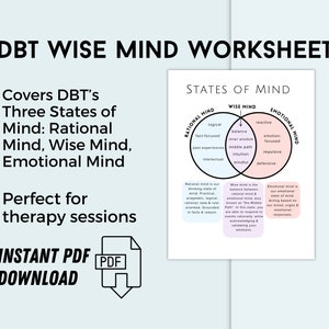 DBT Wise Mind Worksheet PDF, Instant Download Therapy Tool for ...