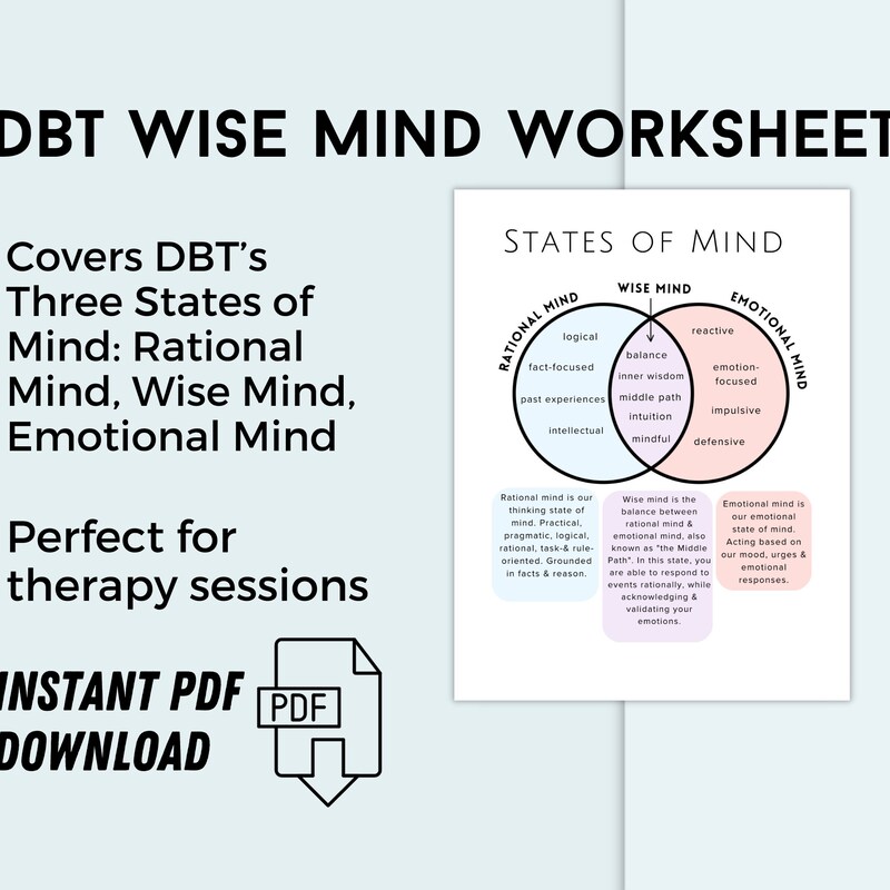 Wise Mind Worksheets - Etsy