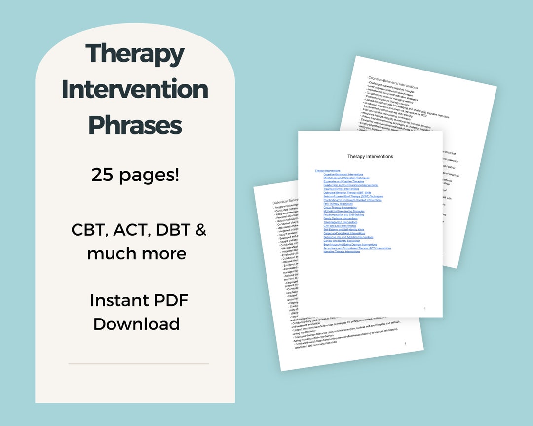 Therapy Intervention Phrases - Progress Note Guide - Clinical ...