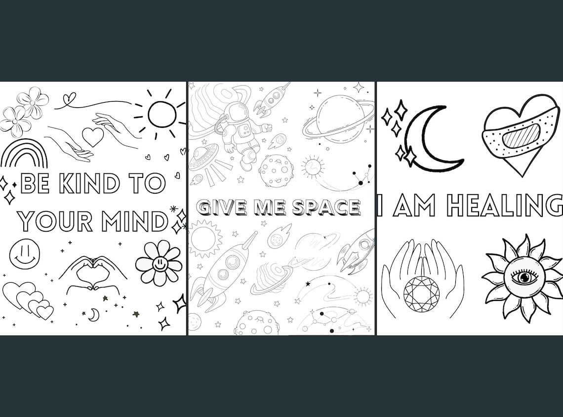 Mental Health Coloring Pages - Self Care, Mindfulness, Therapy, Stress ...