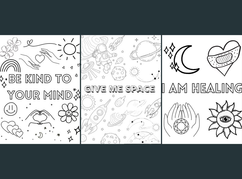 Mental Health Coloring Pages - Self Care, Mindfulness, Therapy, Stress ...