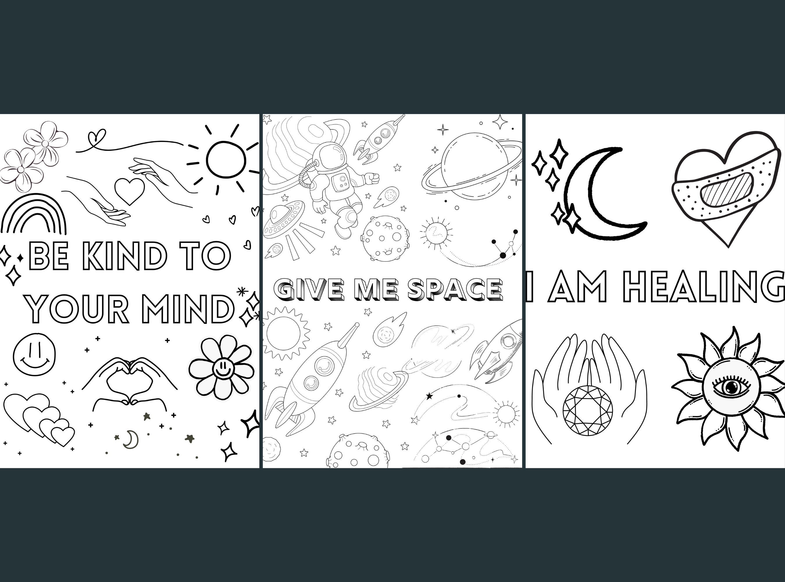 Mental Health Coloring Pages - Self Care, Mindfulness, Therapy, Stress ...
