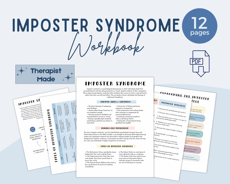Imposter Syndrome Workbook – 12 Printable Therapy Worksheets for ...