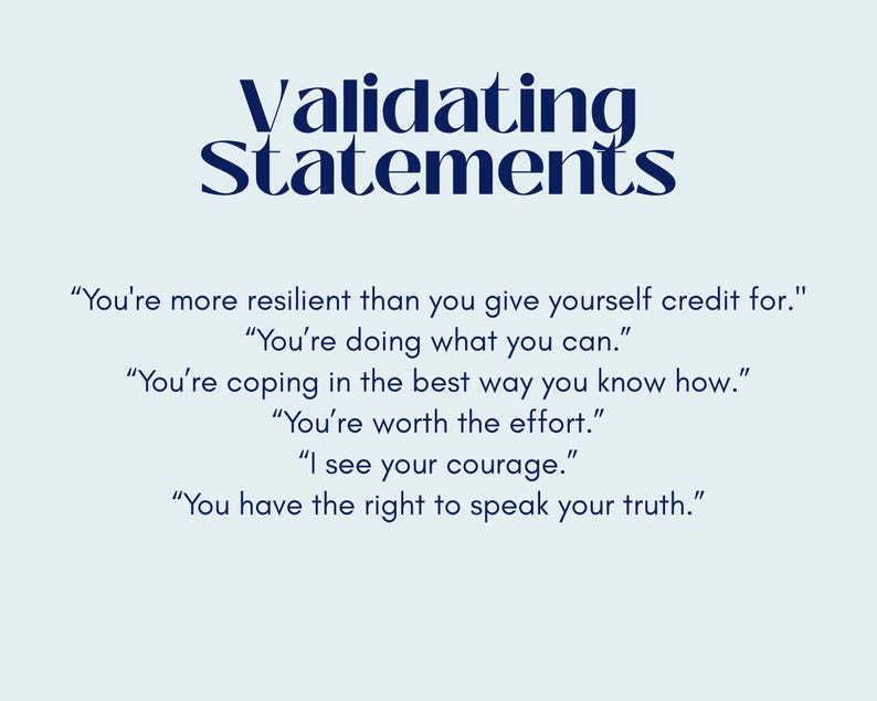 Therapist Client Validating Statements: Empathetic Phrases (digital ...
