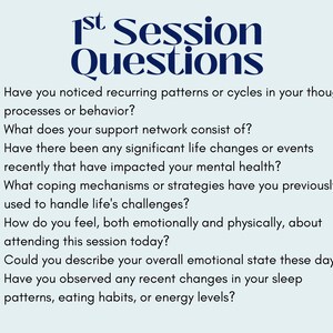 100 First Session Therapy Questions for Intake & Assessment | Therapist ...