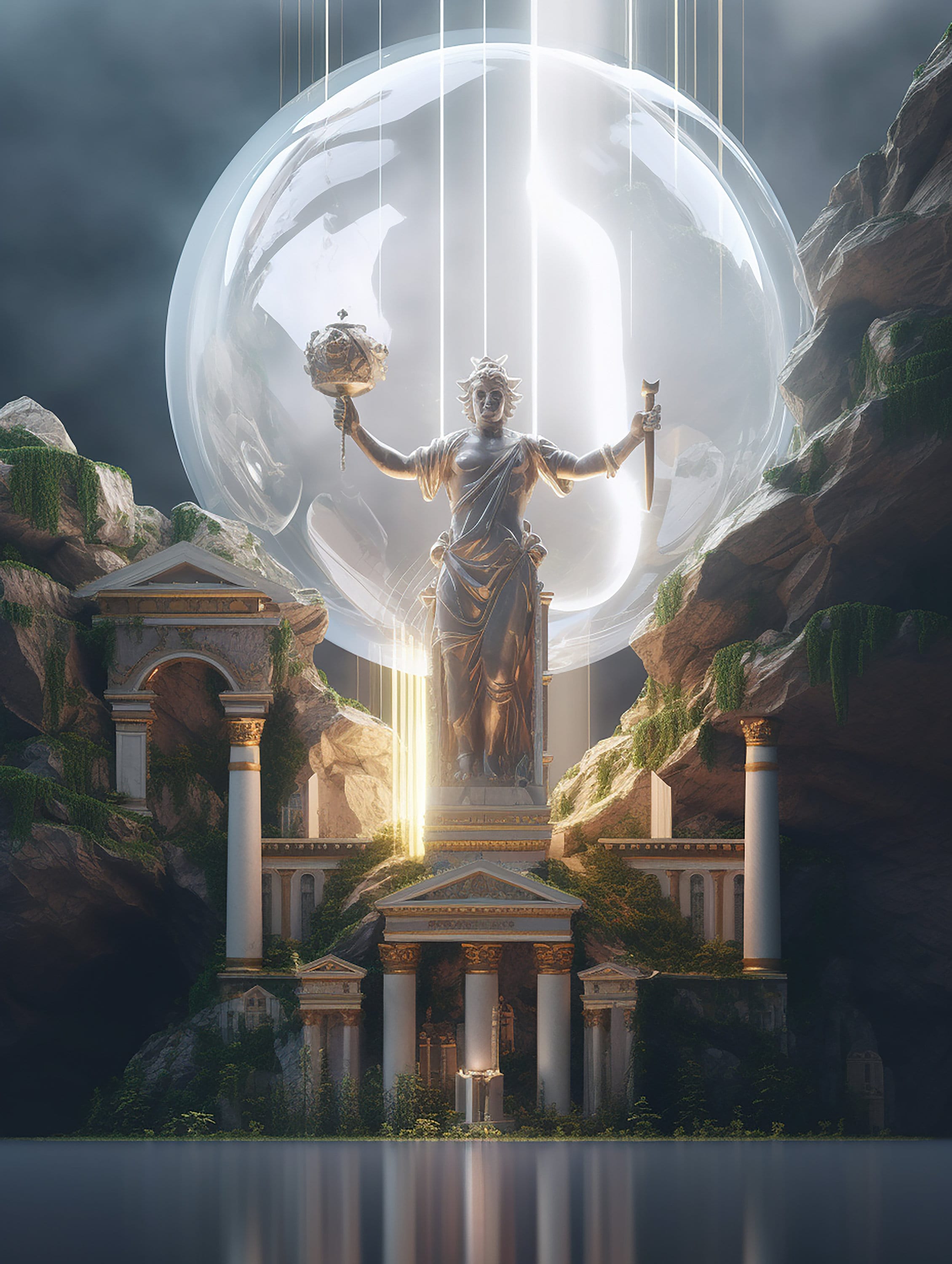 Canvas Framed, Marble Temple in Valhalla, Paradise, Another World ...