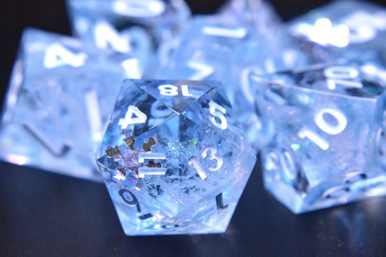 Ice Knife - Handmade Sharp-edge Dungeons and Dragons TTRPG 7 Piece Dice ...