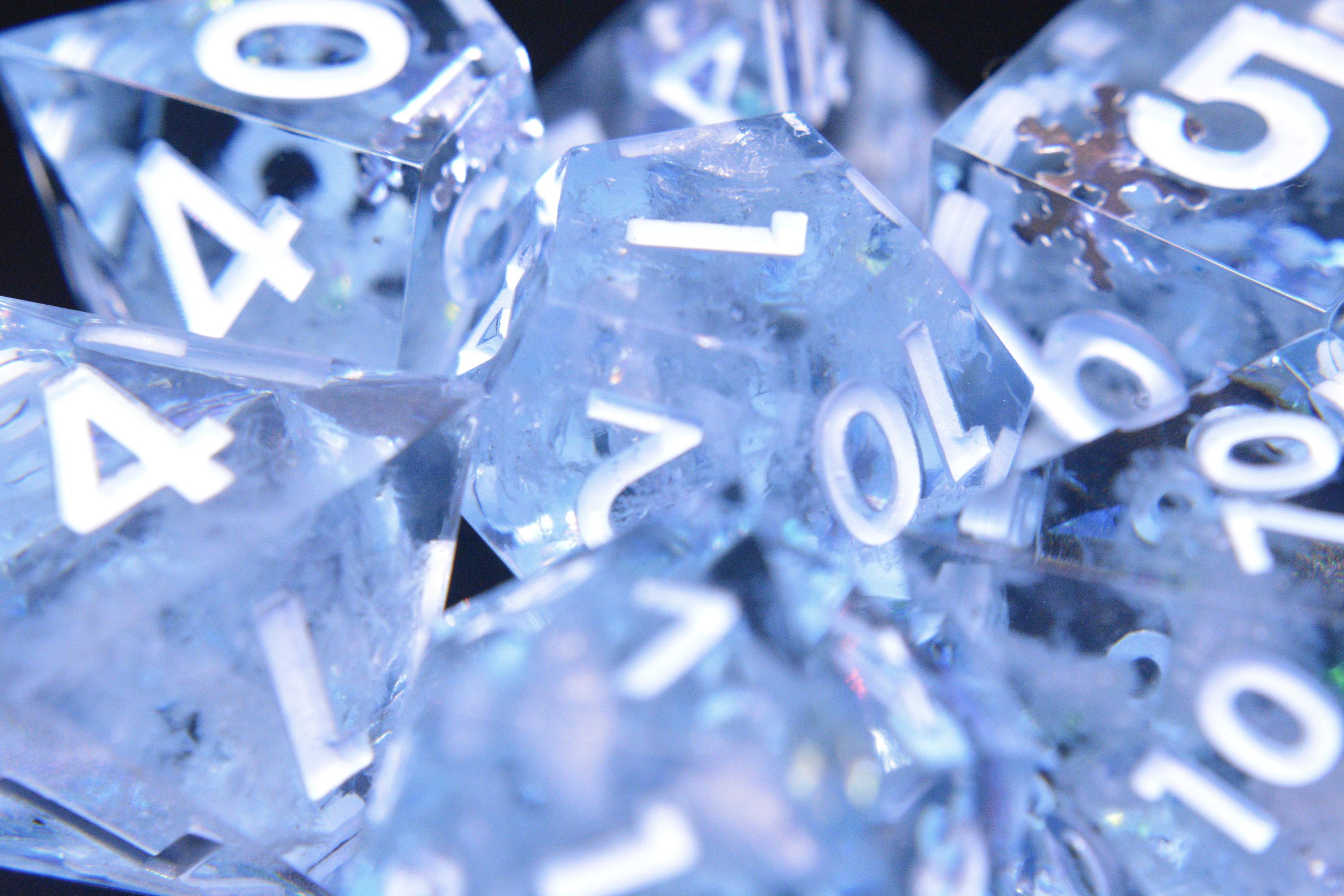 Ice Knife - Handmade Sharp-edge Dungeons and Dragons TTRPG 7 Piece Dice ...