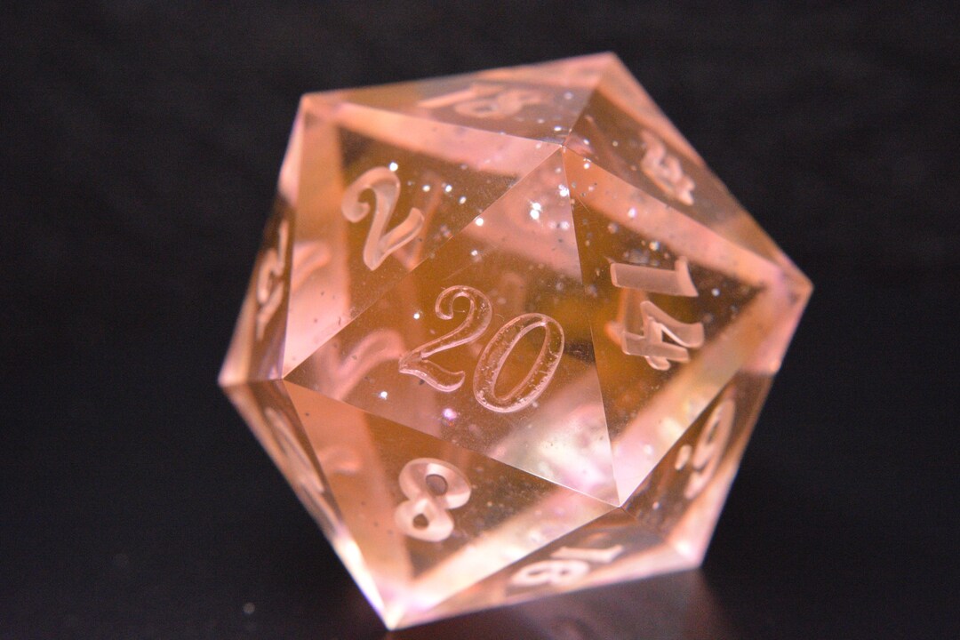 Peach Paragon D20 CHONK - Handmade Sharp-edge TTRPG Dice - Etsy