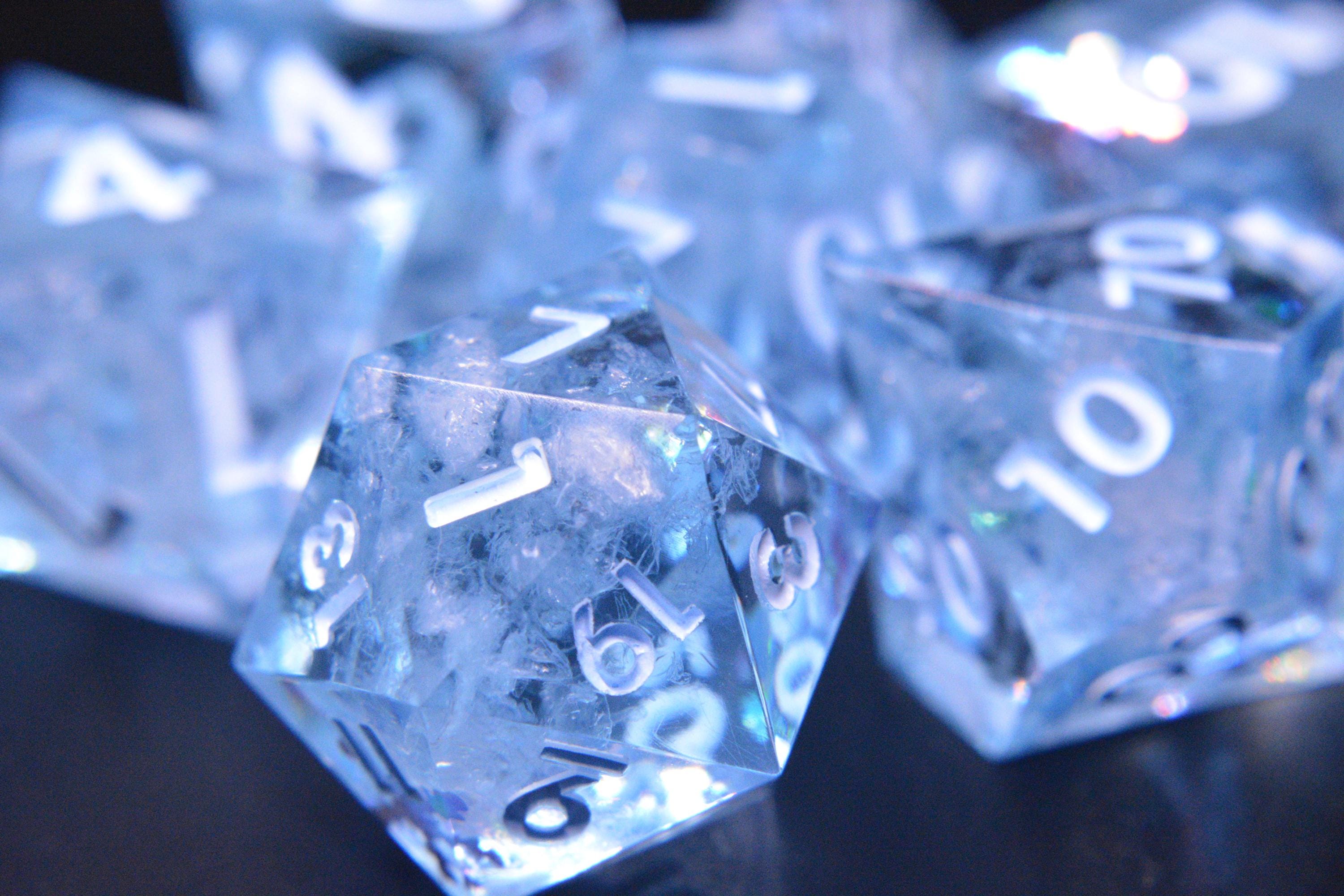 Ice Knife - Handmade Sharp-edge Dungeons and Dragons TTRPG 7 Piece Dice ...