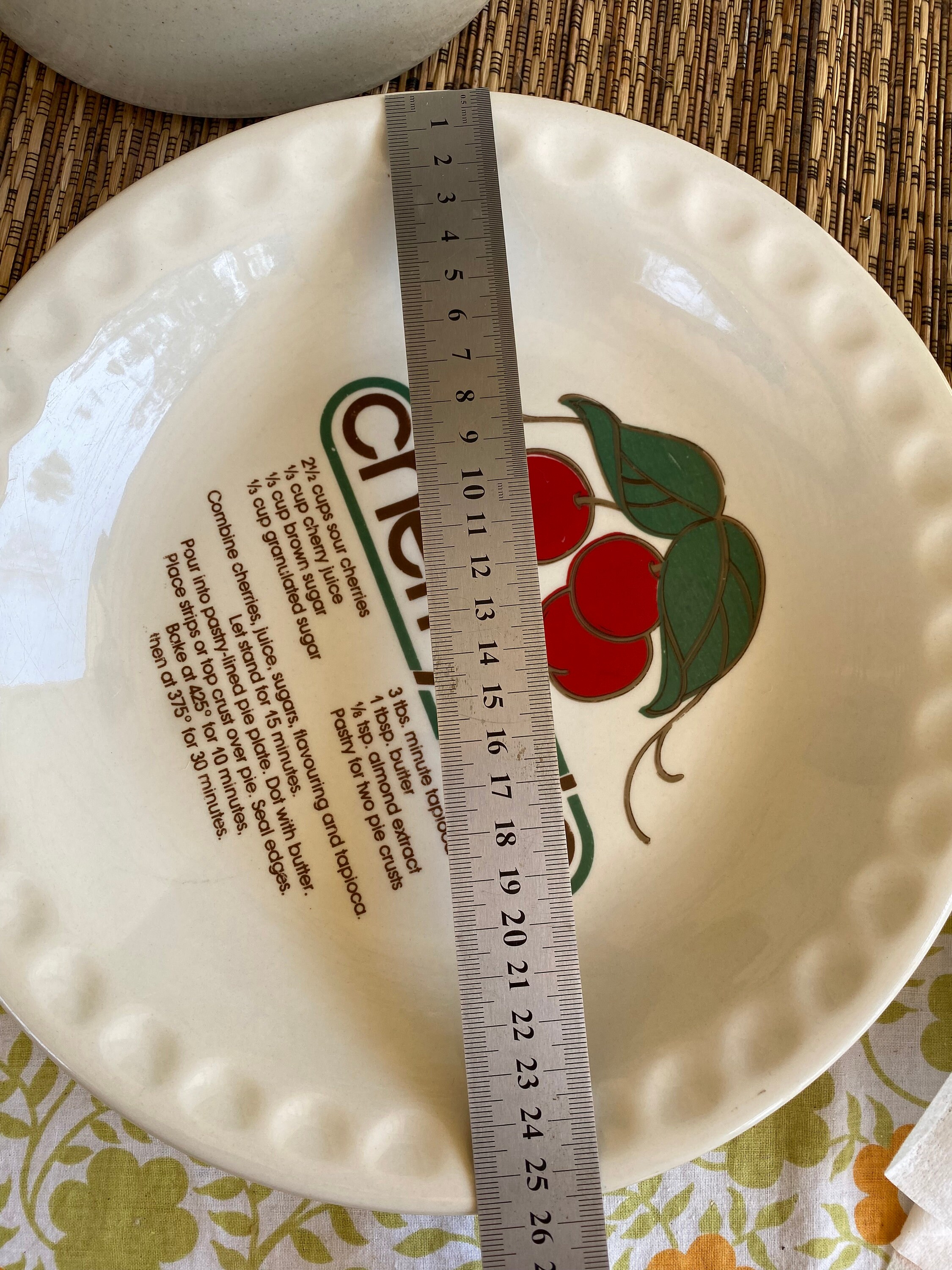Vintage Cherry Pie Recipe Plate Mount Clemens Pottery - Etsy