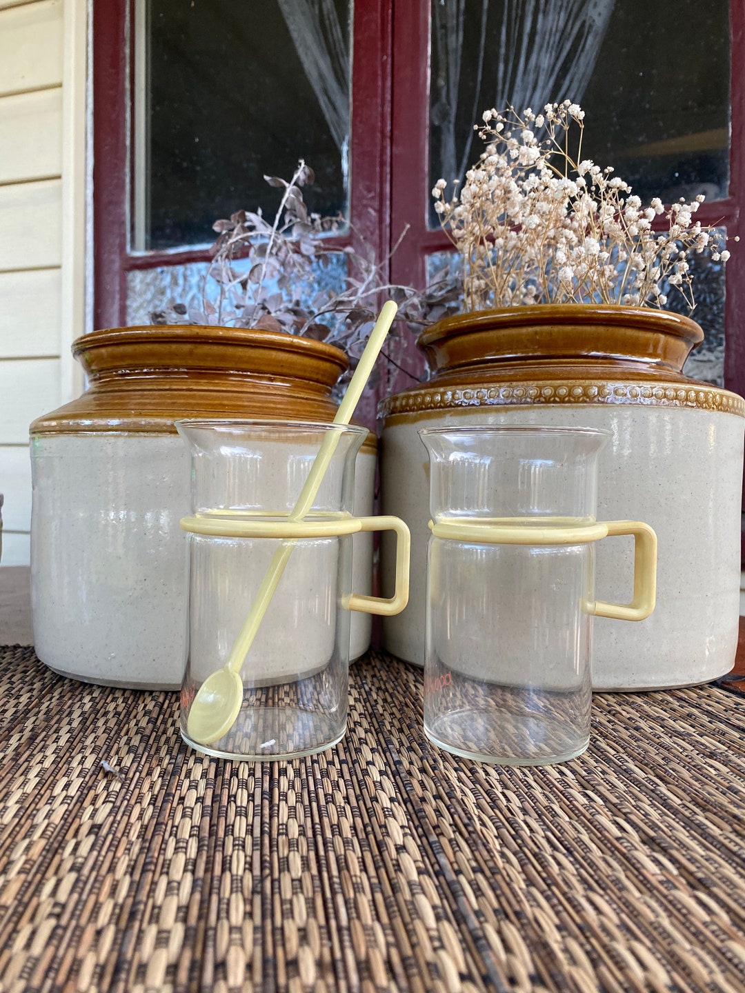 Vintage Retro Bodum Bistro Glass Cups Mugs With Spoon - Etsy