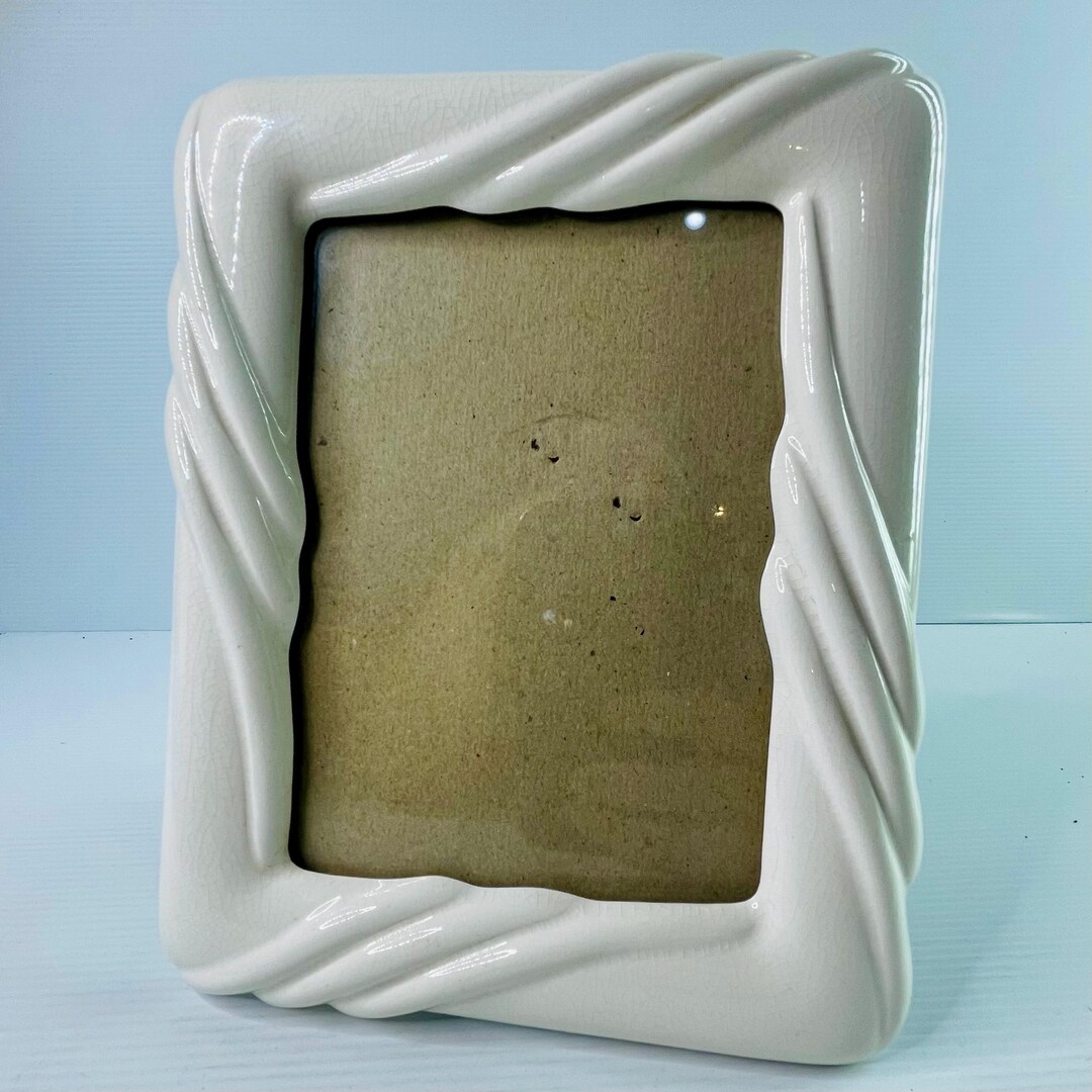 Vintage Photo Frame 80s Style White Ceramic Picture Frame With Glass - Etsy