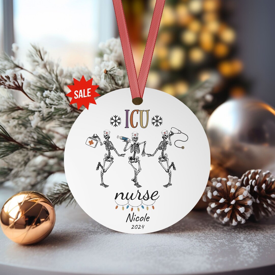 ICU Nurse Personalized Ornament, Christmas ICU Nurse Name Ornament ...