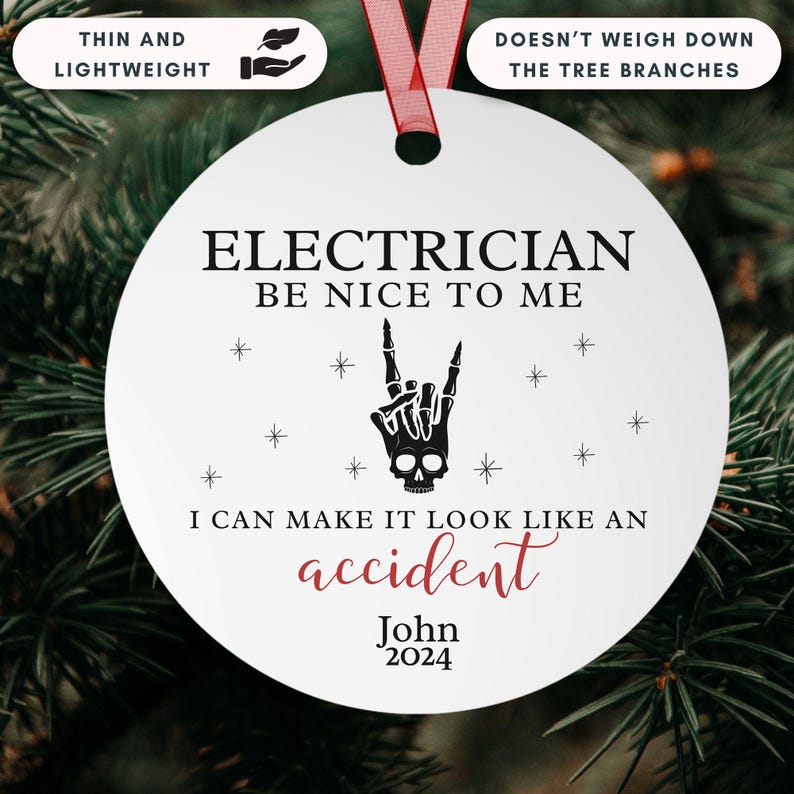 Personalized Electrician Ornament, Custom Electrician Christmas Gift ...