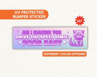 Sarcastic Raccoon Bumper Sticker, Funny Car Sticker, Feral Car Decal ...