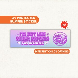 Sarcastic Raccoon Bumper Sticker, Funny Car Sticker, Feral Car Decal ...