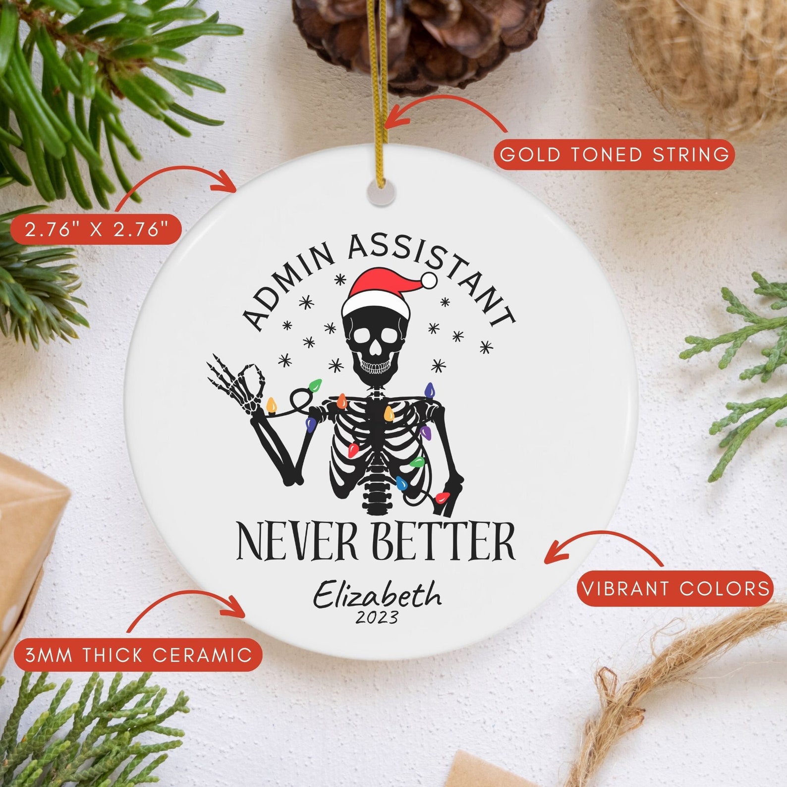 Personalized Admin Assistant Ornament, Funny Admin Assistant Christmas ...