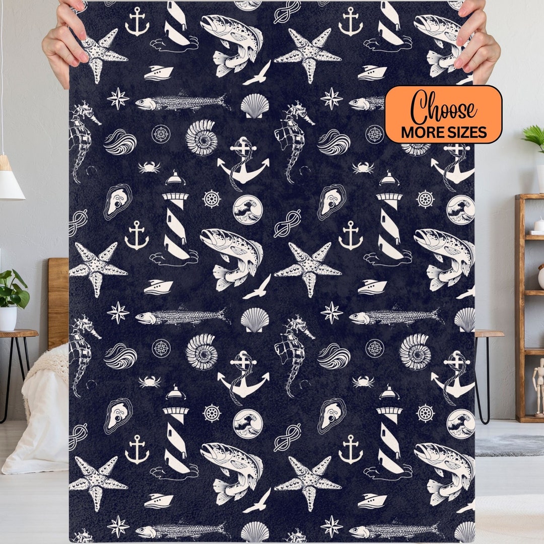 Nautical Throw Blanket, Gift for Sailor, Sailing Plush Blanket, Boat ...