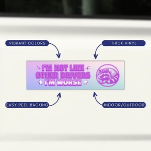 Sarcastic Raccoon Bumper Sticker, Funny Car Sticker, Feral Car Decal ...