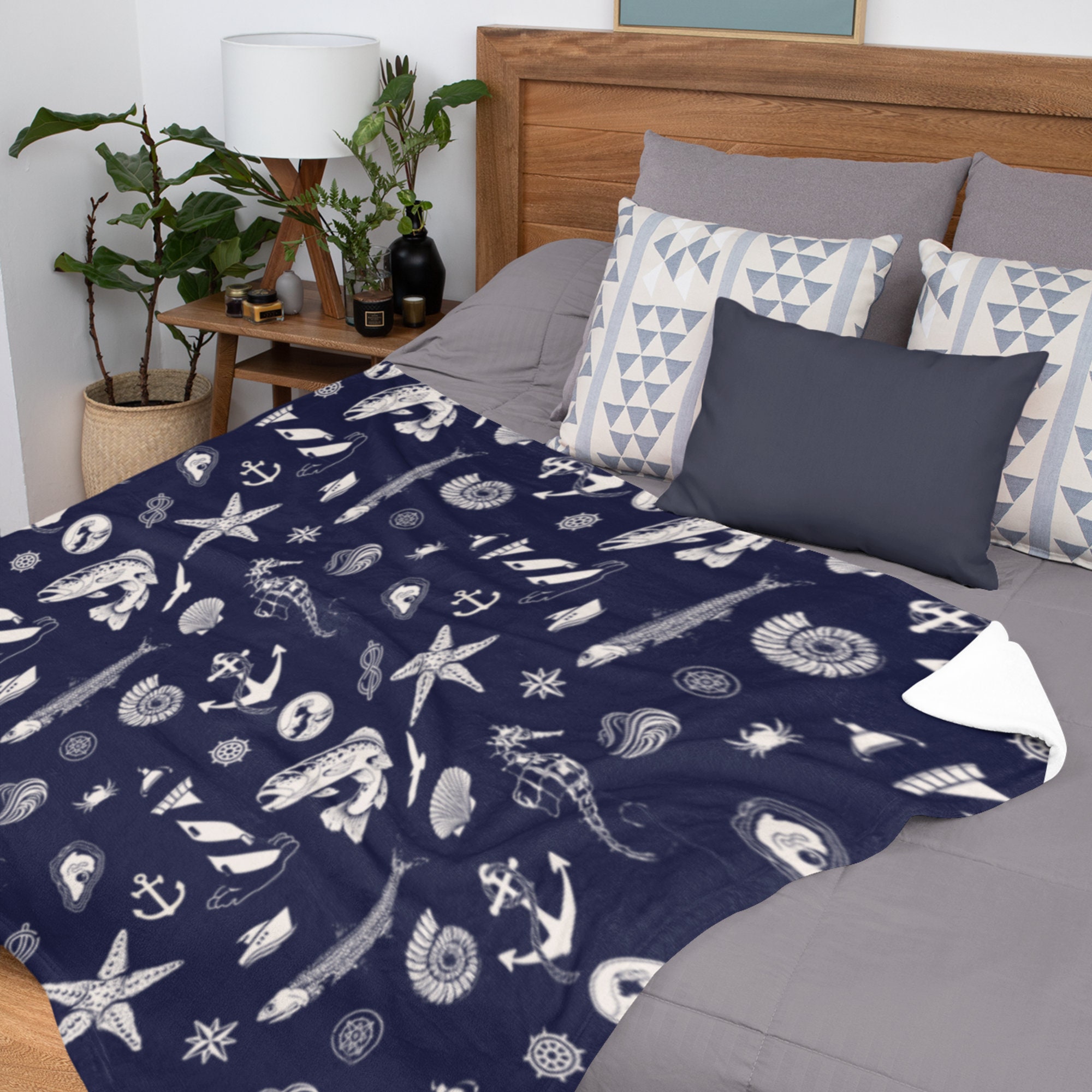 Nautical Throw Blanket, Gift for Sailor, Sailing Plush Blanket, Boat ...