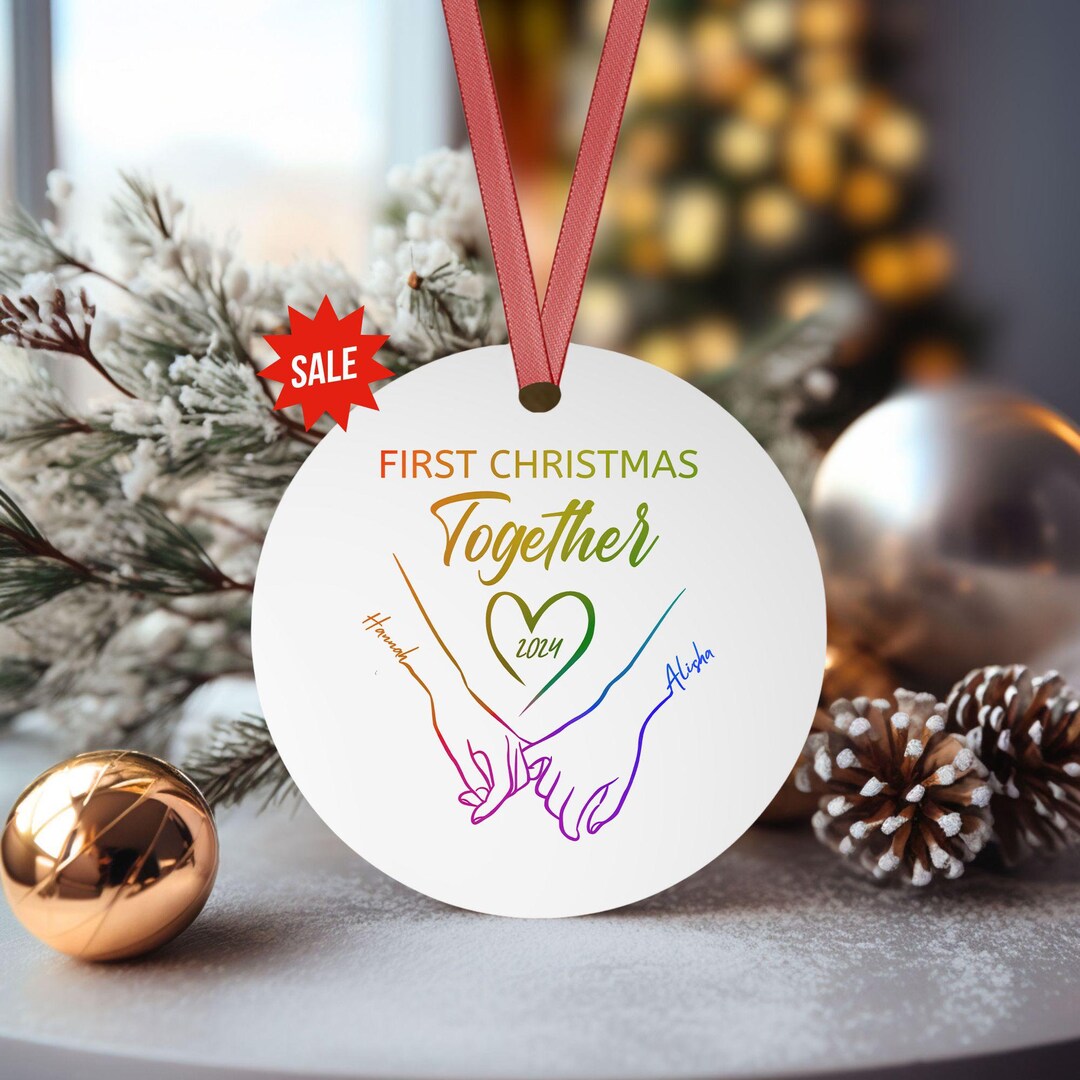 LGBT Christmas Together Ornament, Custom Lesbian Couples Ornament ...