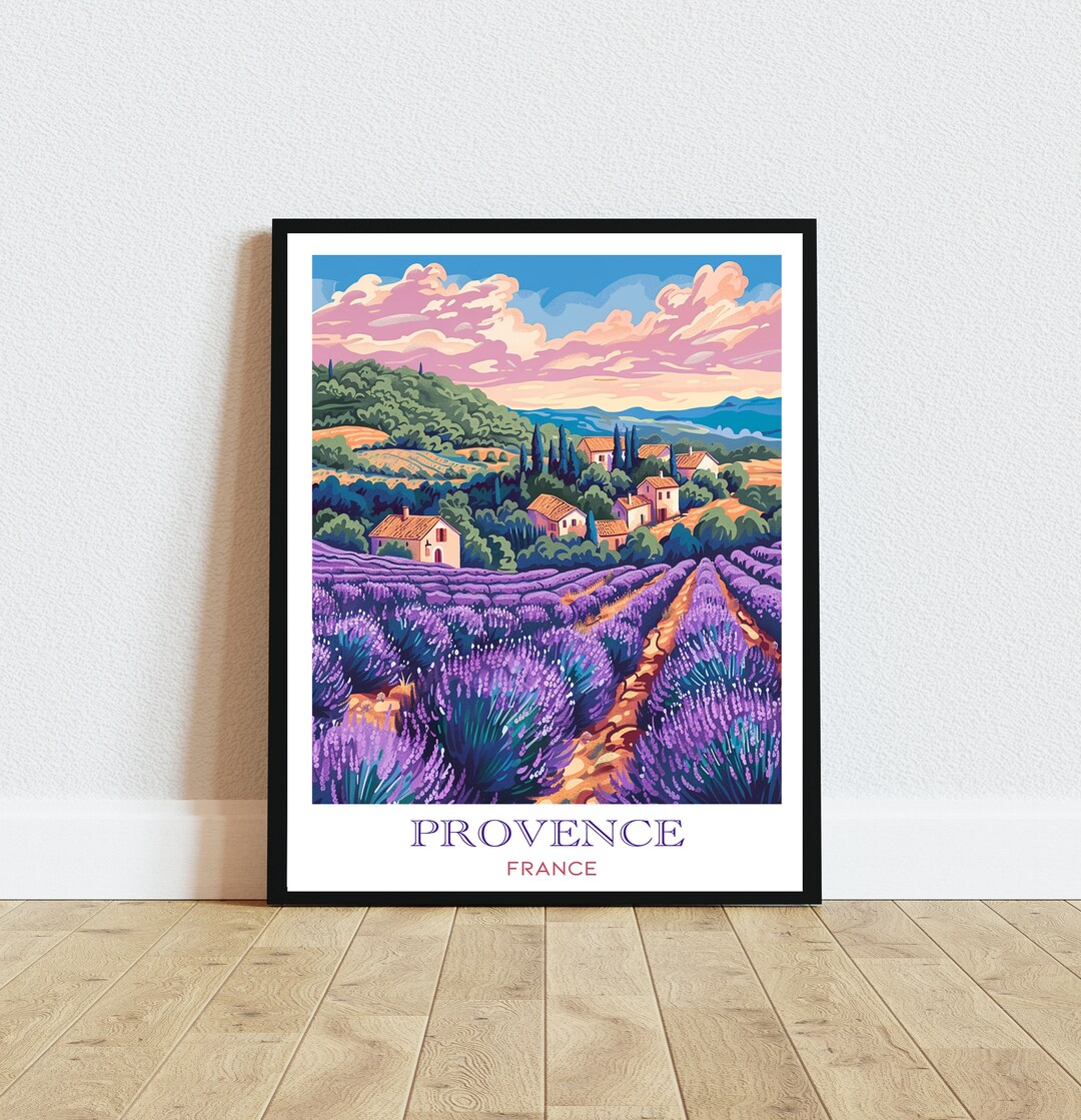 Provence Lavender Fields Art - Serene French Landscape Digital Print ...