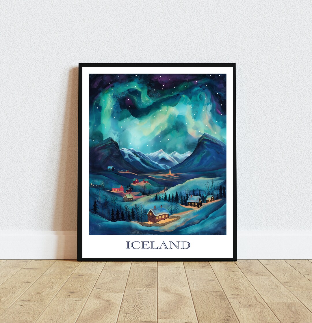 Iceland Northern Lights Print: Night Sky Aurora Art (digital Download ...