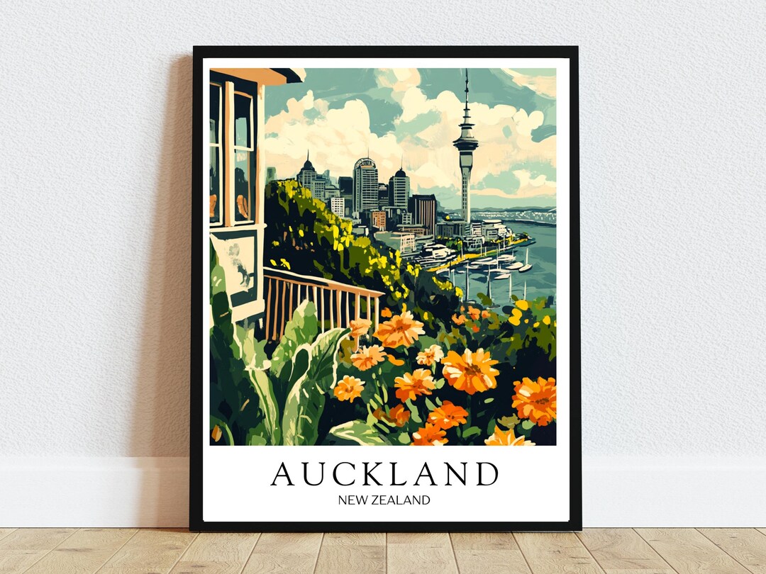 Auckland New Zealand Skyline Art Print | Digital Download | Printable ...