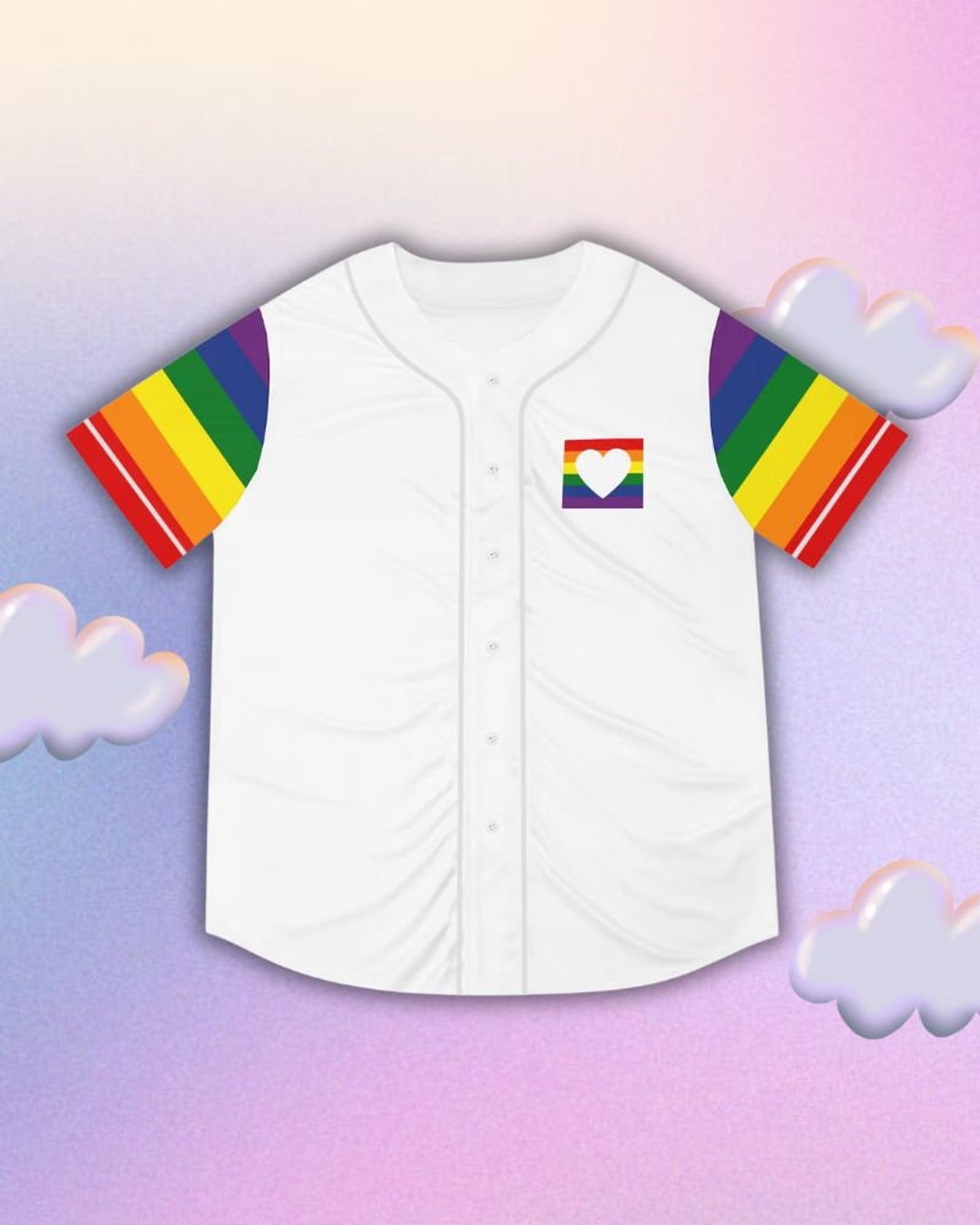Rainbow Pride Flag Baseball Jersey Love is Love Pride Shirt White ...
