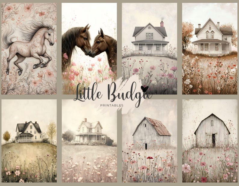 40 Farm Junk Journal Pages, Country Rustic Farm Images, Highland Cow ...