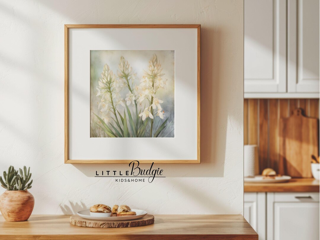 Rustic Watercolor White Floral Print – Square Farmhouse Wall Art With ...