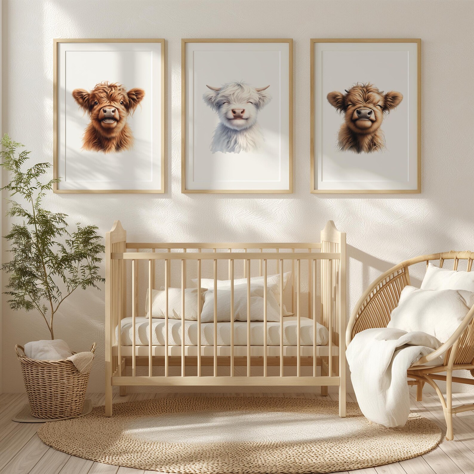 Highland Cow Nursery Prints: Smiling Cows, Farm Animal Decor (digital ...