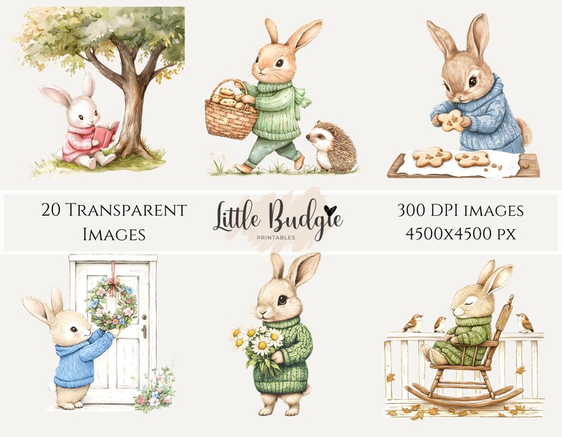 Bunny Clip Art: Spring Rabbit PNG Images (digital Download) - Etsy ...