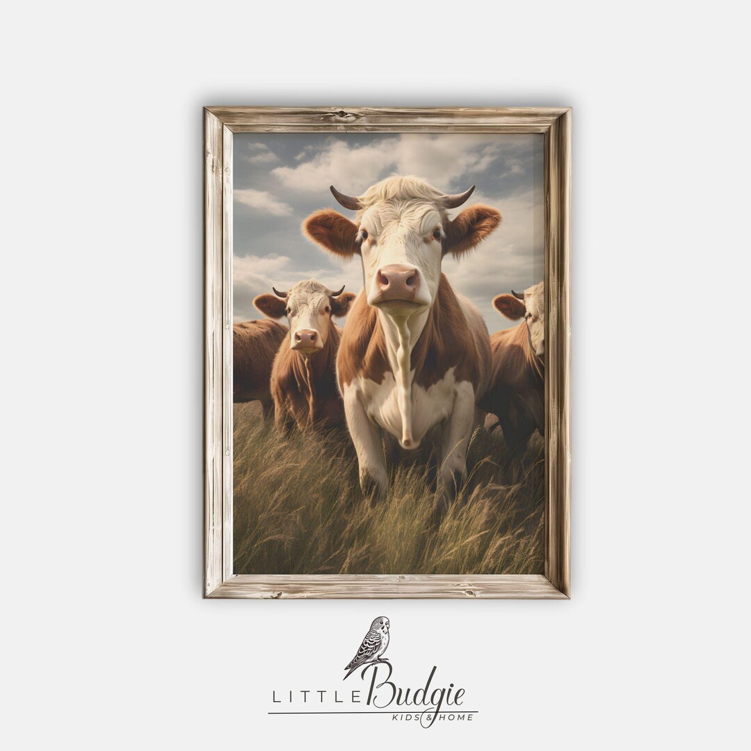 Cow Home Decor and Nursery Print: Rustic Farm Animal Wall Art (digital ...