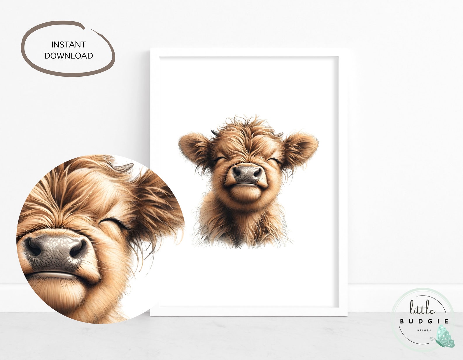 Highland Cow Nursery Prints: Smiling Cows, Farm Animal Decor (digital ...