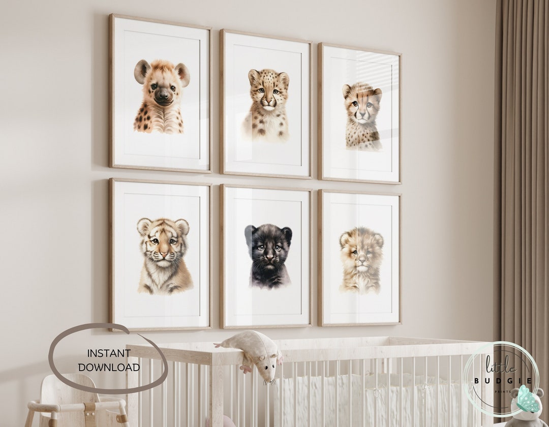 Safari Nursery Decor, Set of 6, Wild Cat Animal Wall Prints Cheetah ...