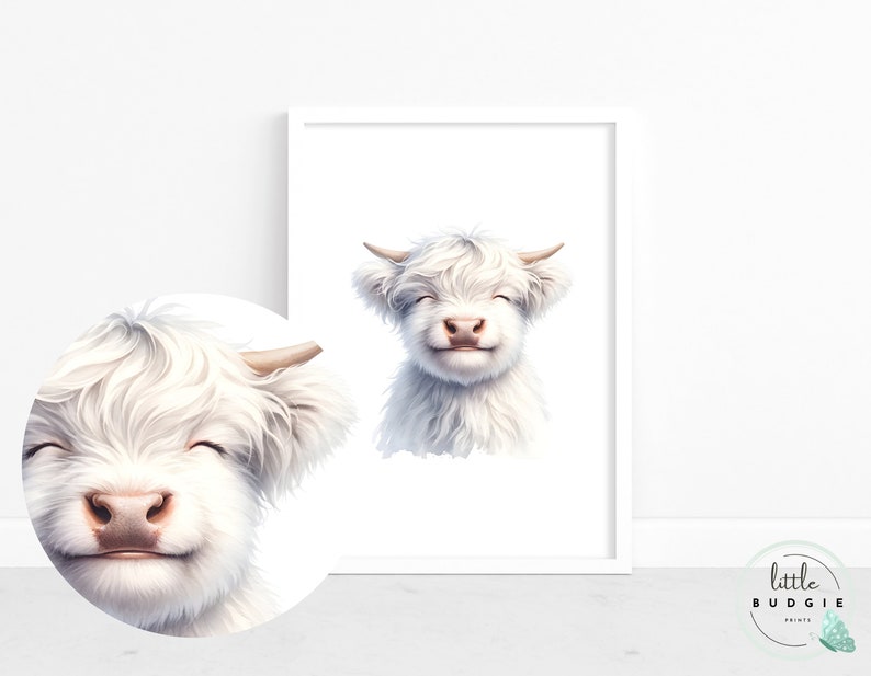 Highland Cow Nursery Prints: Smiling Cows, Farm Animal Decor (digital ...