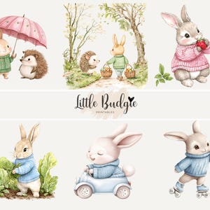 20 Woodland Bunny Clip Art, Cute Rabbit Images, Spring, Easter ...